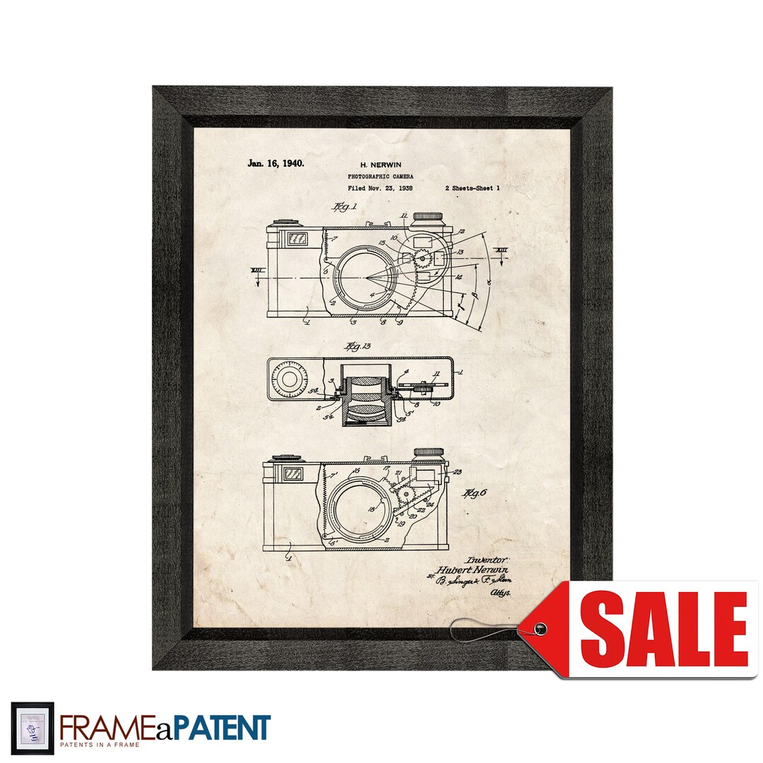 Photographic Camera Patent Print Poster - 1940 - Historical Vintage ...