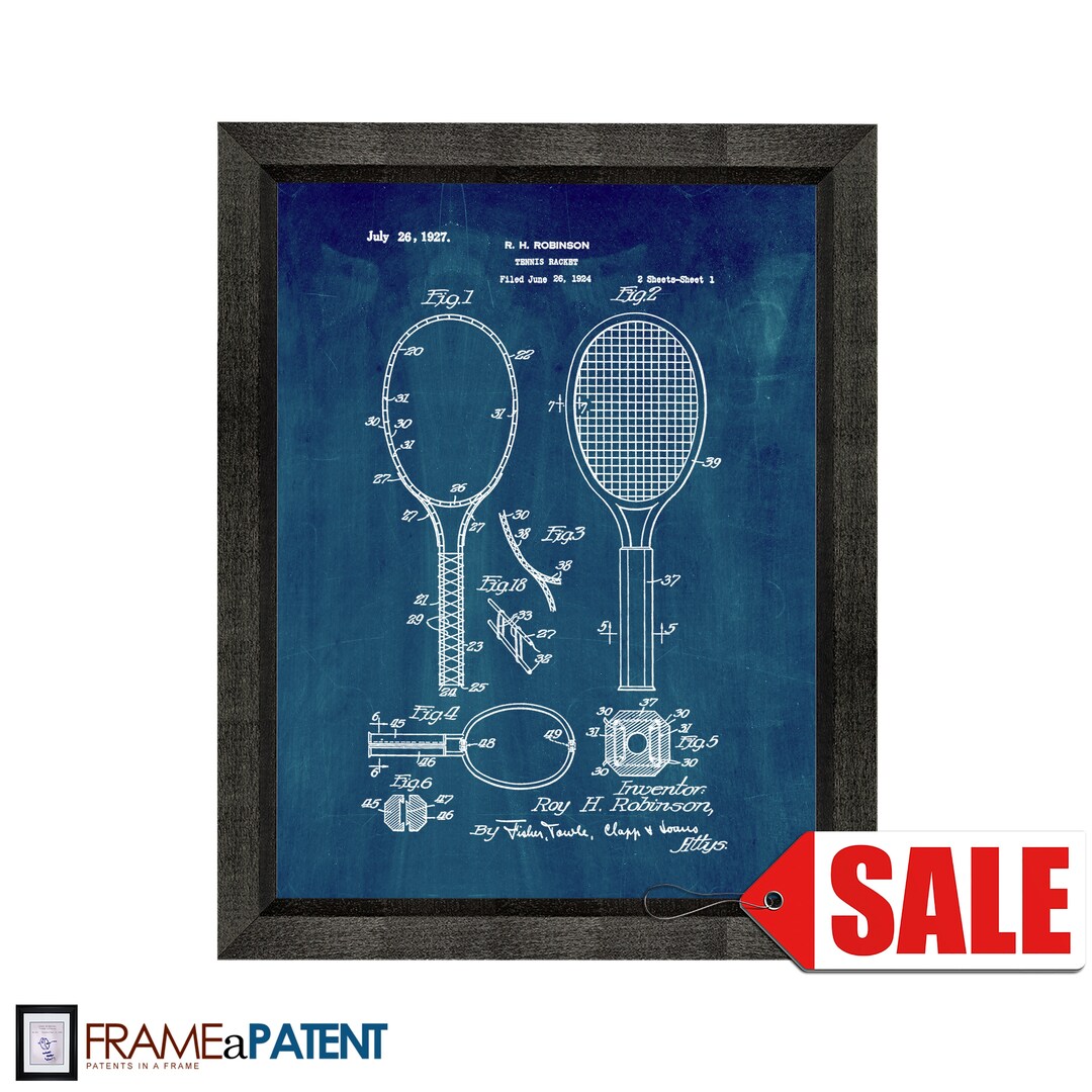 Tennis Racket Patent Print Poster - 1927 - Historical Vintage Wall Art ...