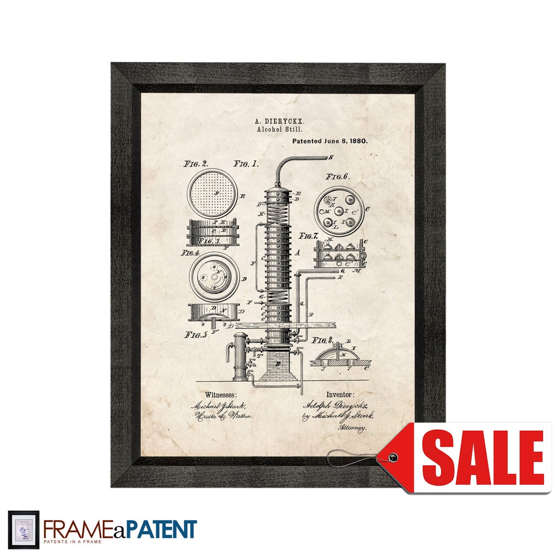 Alcohol Still Patent Print Poster - 1880 - Historical Vintage Wall Art ...