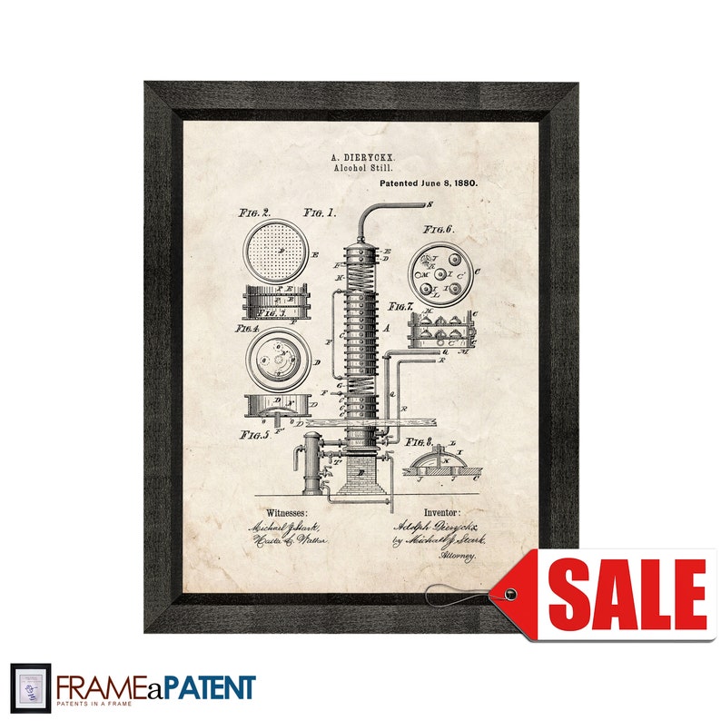 Alcohol Still Patent Print Poster 1880 Historical Vintage | Etsy