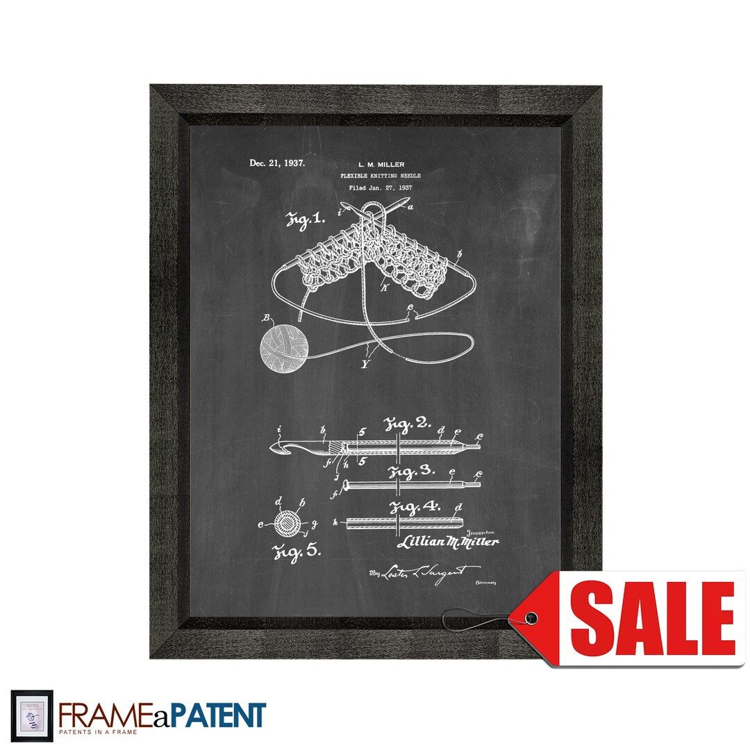 Flexible Knitting Needle Patent Print Poster - 1937 - Historical ...