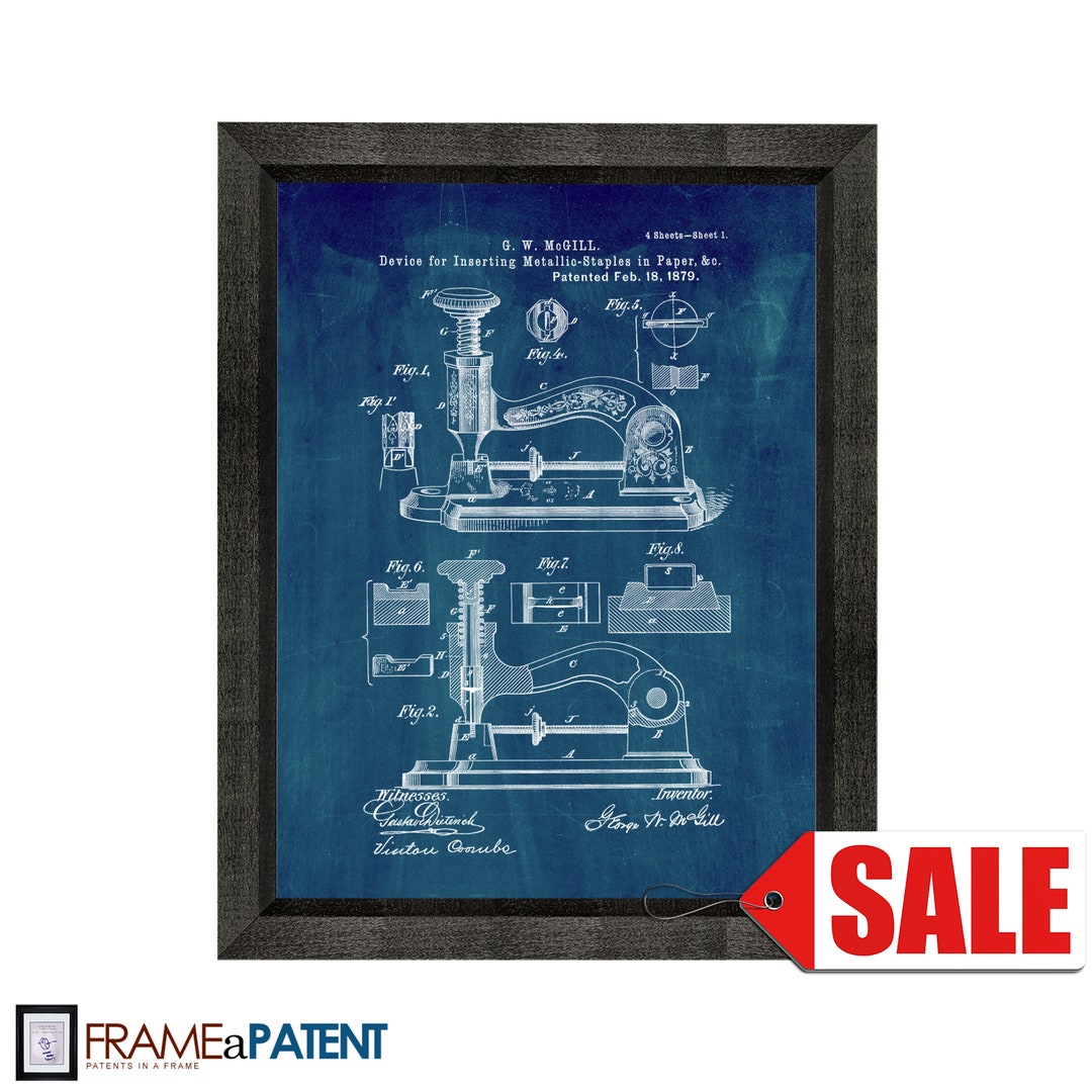 Stapler Patent Print Poster 1879 Historical Vintage Wall - Etsy