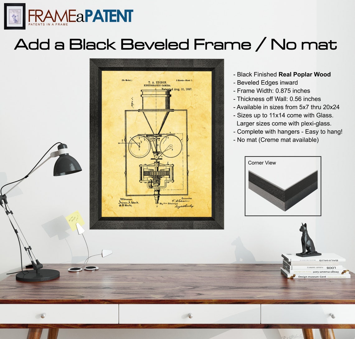 Thomas Edison Kinetographic Camera Patent Print Poster 1897 - Etsy France