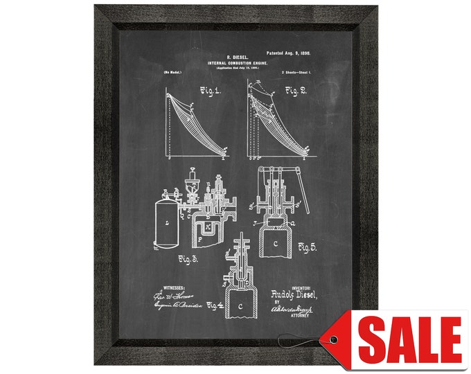 Diesel Engine Patent Print Art 1898 - Etsy