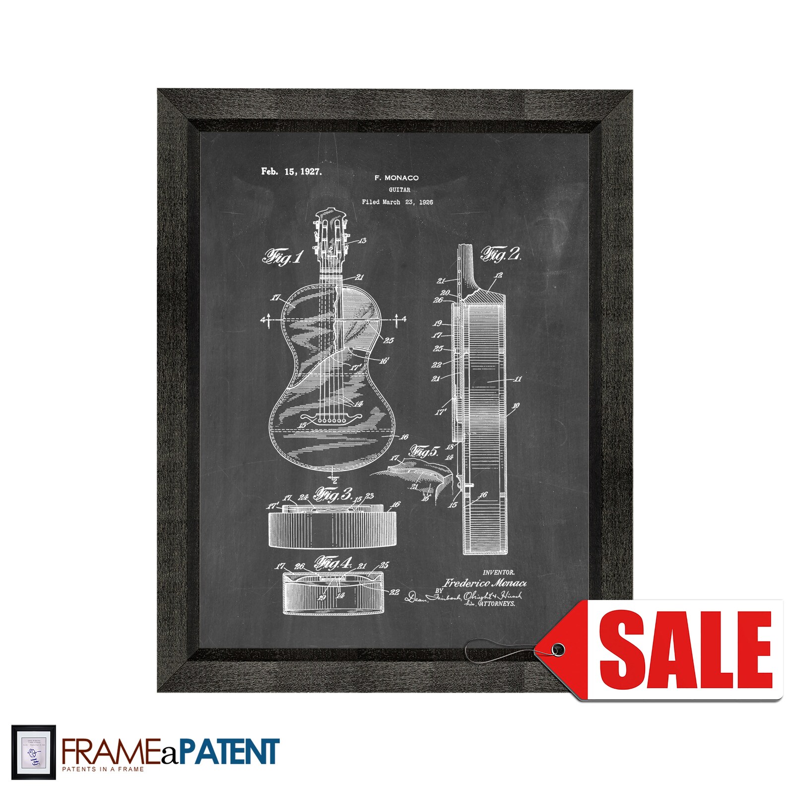 Guitar Patent Print Poster 1927 Historical Vintage Wall - Etsy