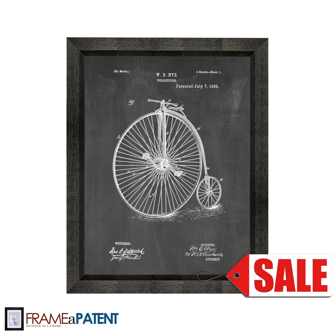 Velocipede Patent Print Poster 1885 Historical Vintage Wall Art Great ...