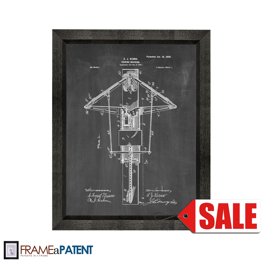 Rowing Machine Patent Print Poster - 1900 - Historical Vintage Wall Art ...