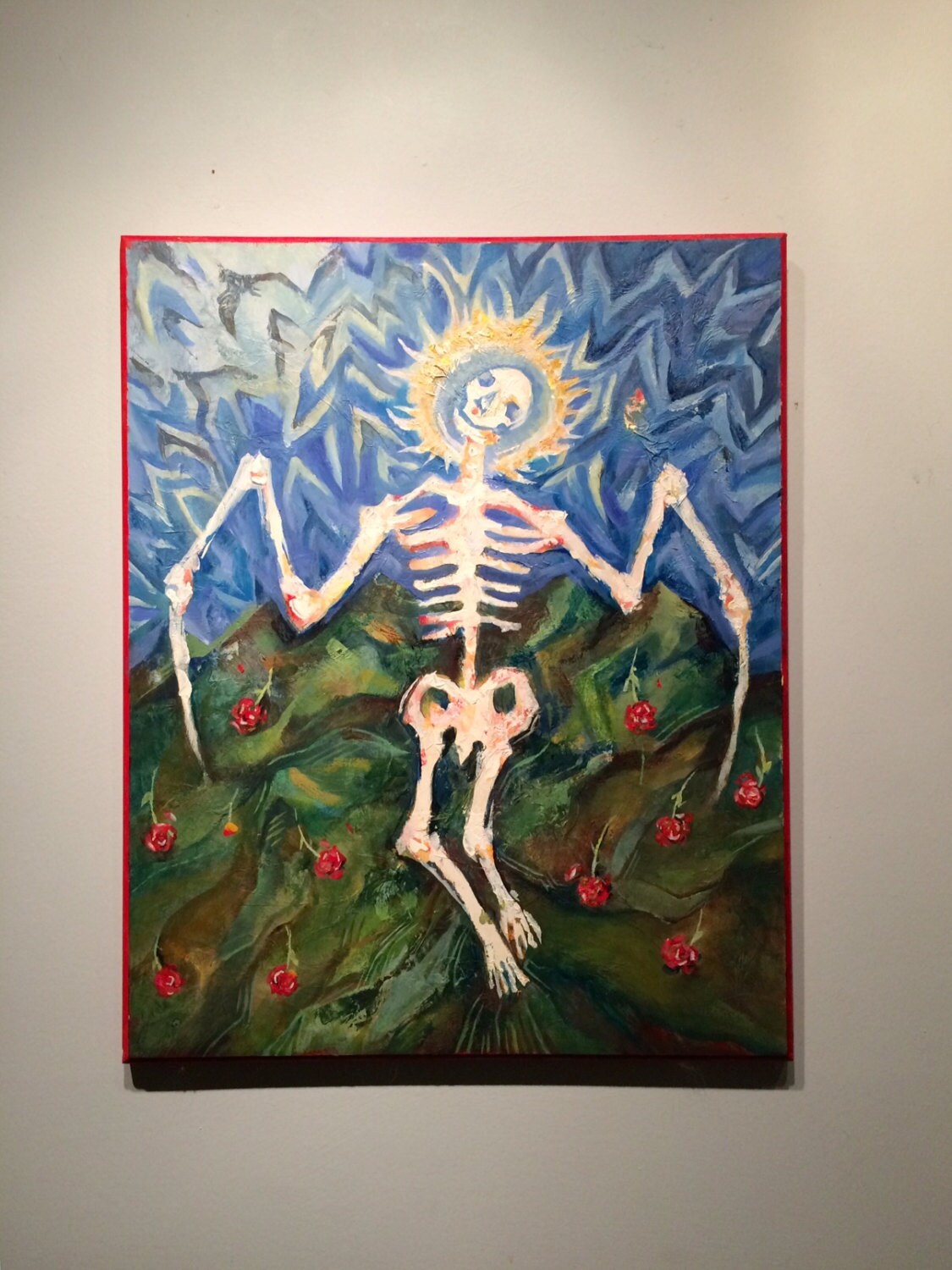 Dancing Angel Skeleton Original Art Saint With Roses - Etsy