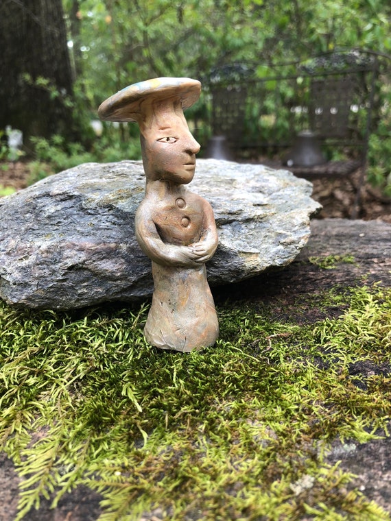 Magic Mushroom Man Altar Totem Tiny Garden Art Unique - Etsy