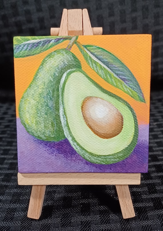 Mini 3x3 Original Acrylic Painting Avocados - Etsy