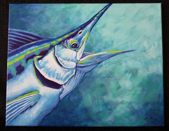 Blue Marlin Original Acrylic Painting by Tish Wynne 16 X20 - Etsy