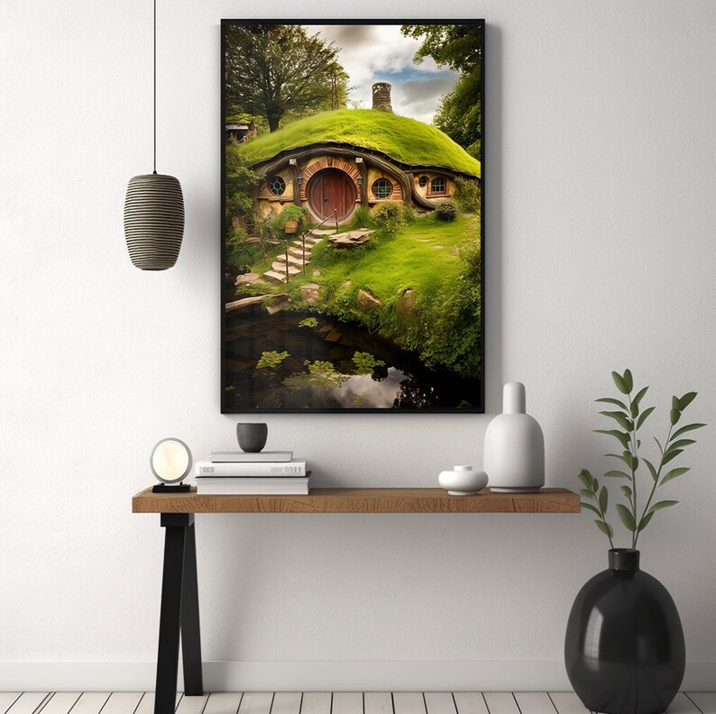 Lord of the Rings Cute Hobbit House Art Print, Home Decor, Hobbit Wall ...