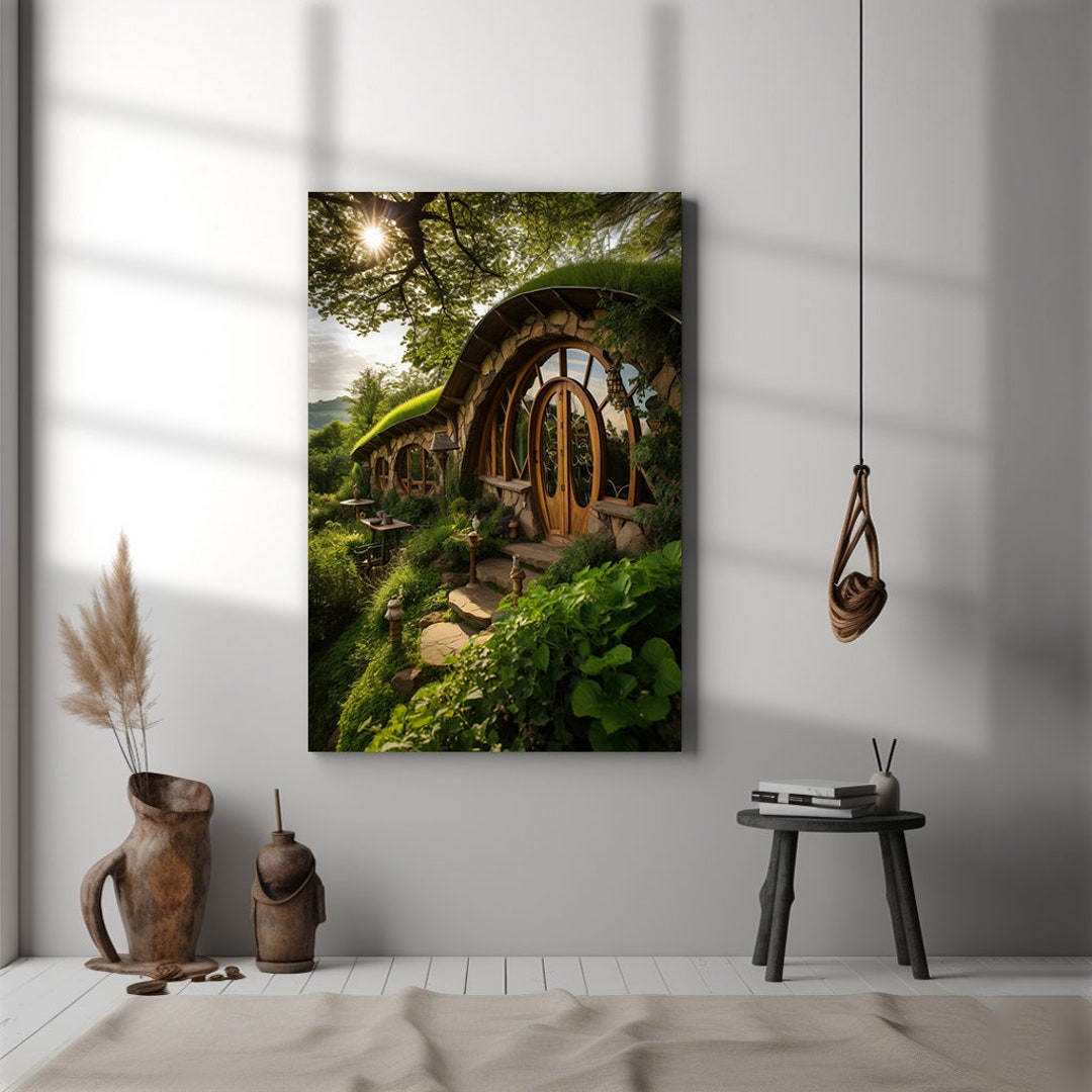 Lord of the Rings Hobbit House Under the Big Tree Art Print, Home Decor ...