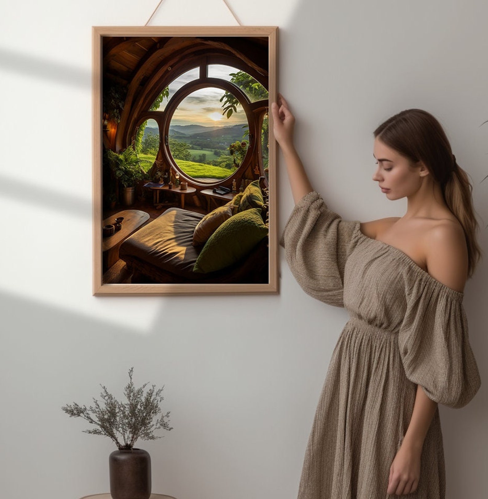 Lord of the Rings Hobbit House With View Art Print, Home Decor, Hobbit ...