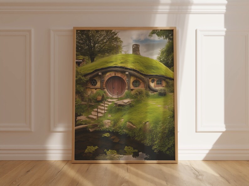 Lord of the Rings Cute Hobbit House Art Print, Home Decor, Hobbit Wall ...