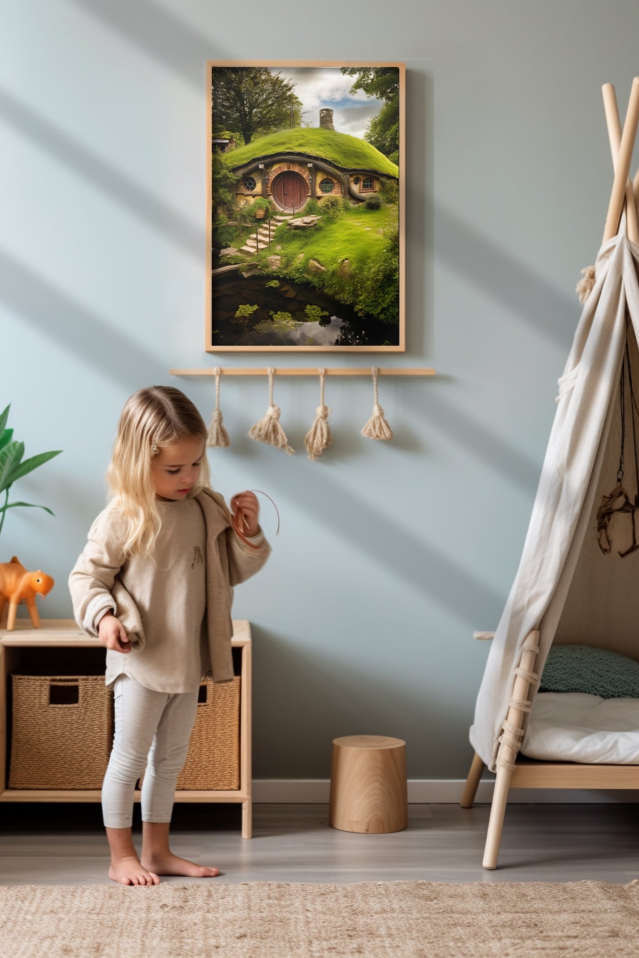 Lord of the Rings Cute Hobbit House Art Print, Home Decor, Hobbit Wall ...