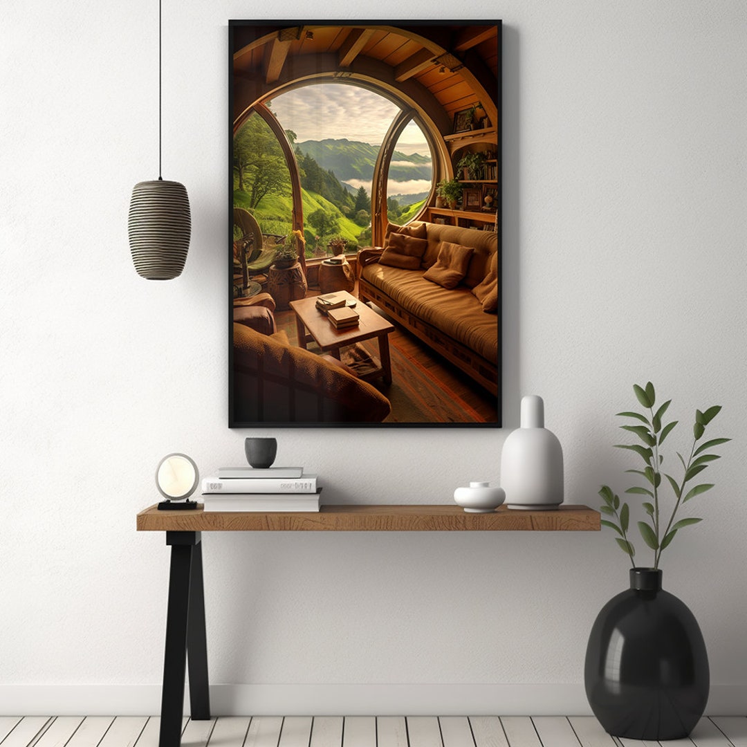 Lord of the Rings Hobbit House From Inside With a View Art Print, Home ...