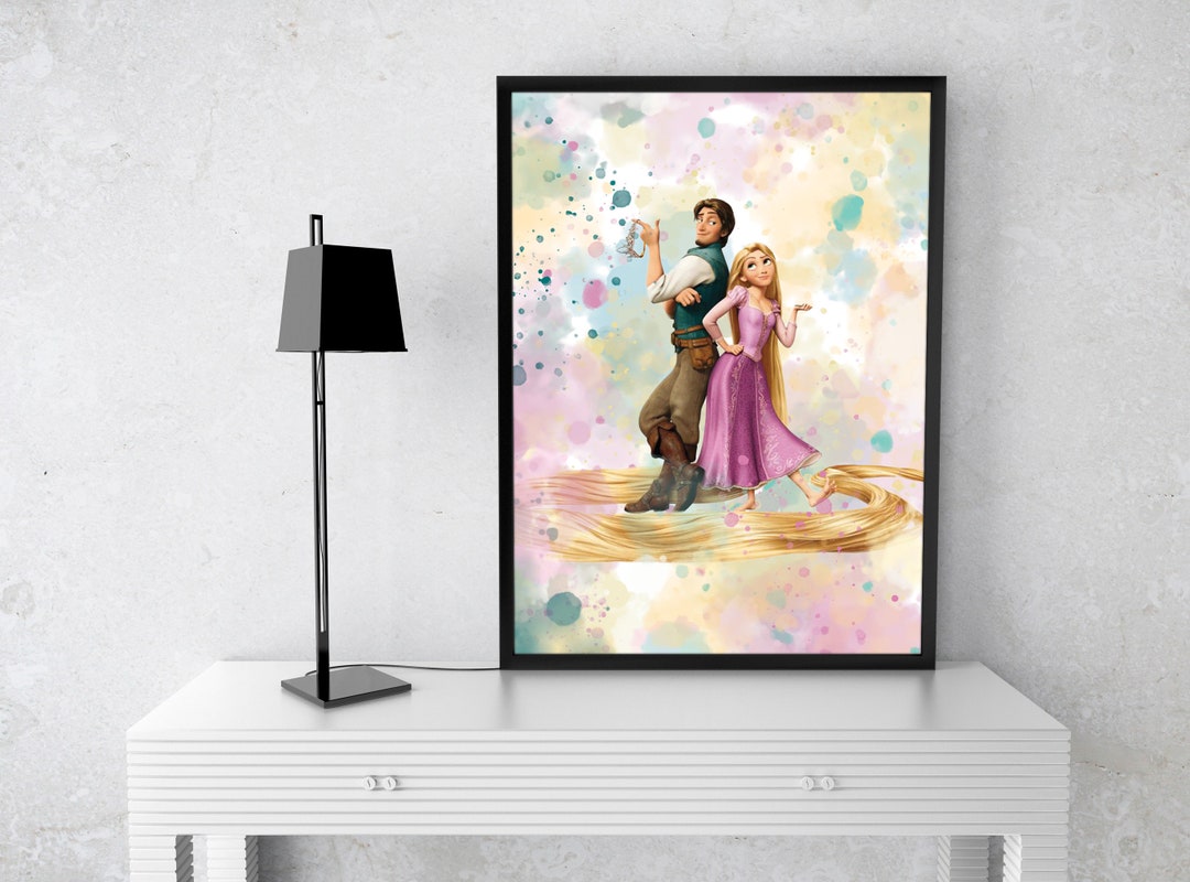 Rapunzel and Flynn Rider from Tangled Art Print, Disney Poster, Disney ...