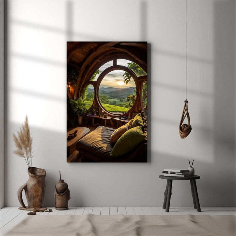 Lord of the Rings Hobbit House With View Art Print, Home Decor, Hobbit ...