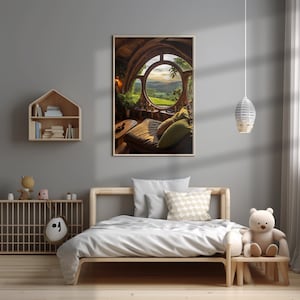 Lord of the Rings Hobbit House With View Art Print, Home Decor, Hobbit ...