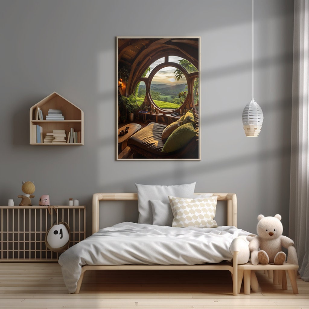 Lord of the Rings Hobbit House With View Art Print, Home Decor, Hobbit ...