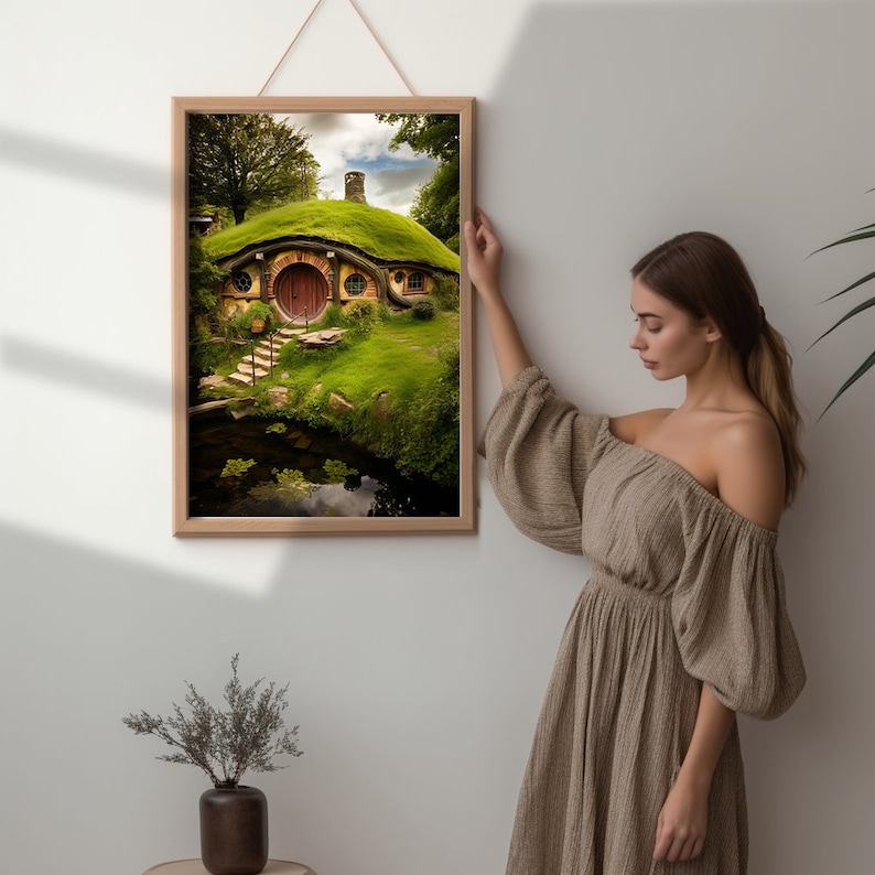 Lord of the Rings Cute Hobbit House Art Print, Home Decor, Hobbit Wall ...