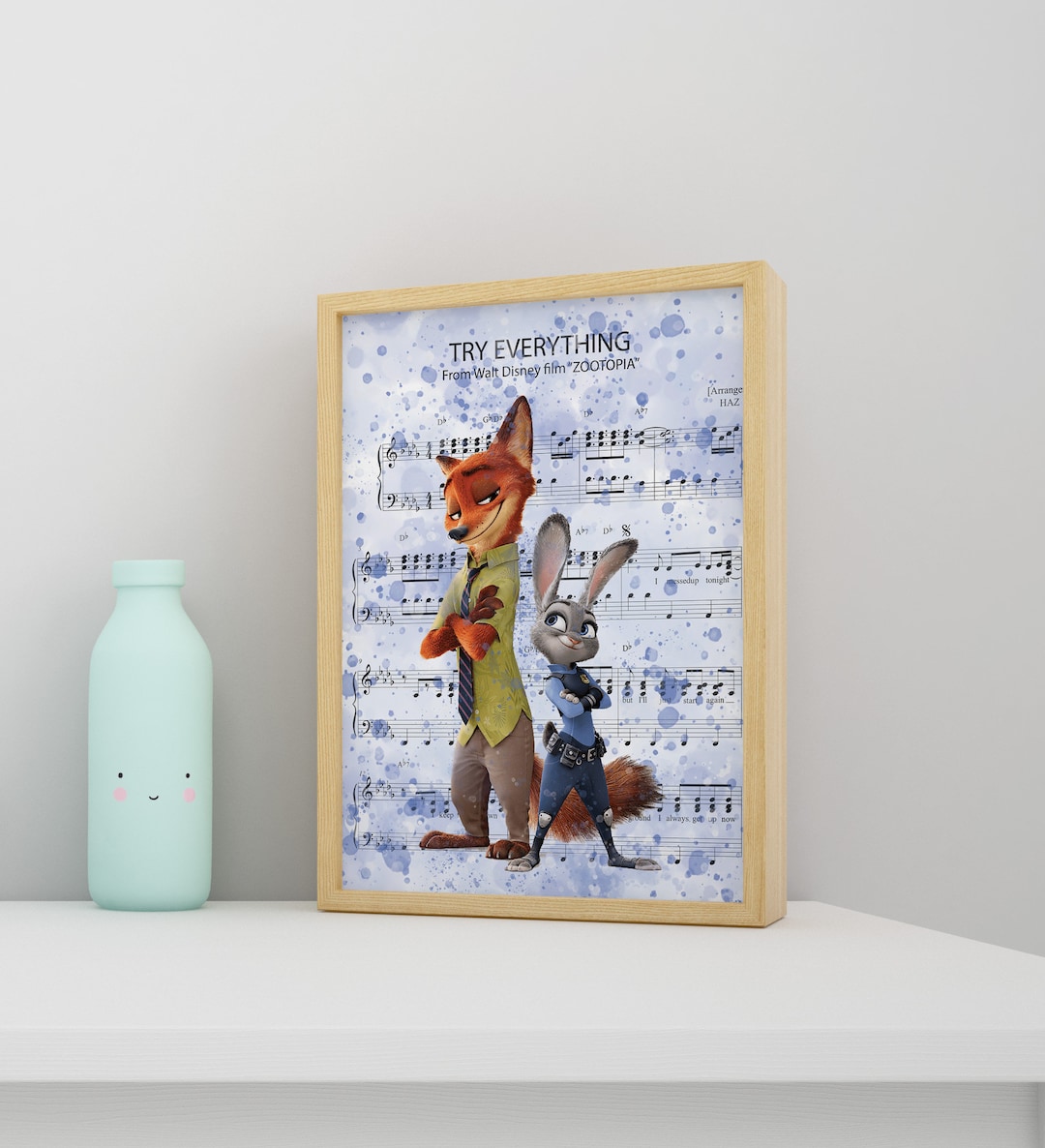 Zootopia Try Everything Music Art Print, Disney Poster, Disney Wall ...