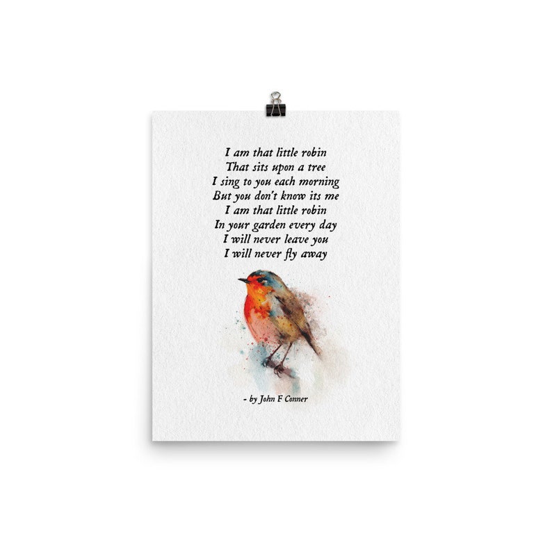 Robin Memorial Poem I Sympathy Gift I Bereavement Poem I Bereavement ...