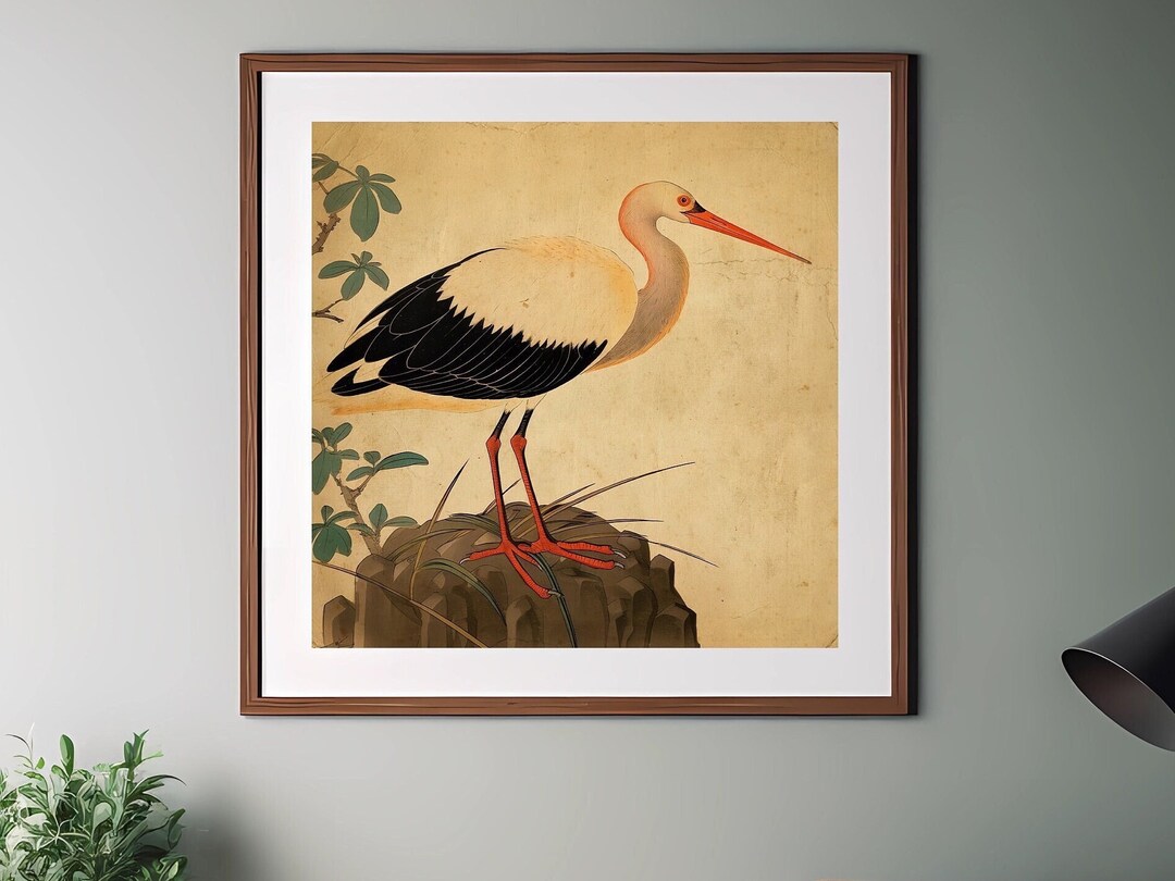 Vintage Japanese Stork Print | Japanese Art | Japanese Decor | Wall ...