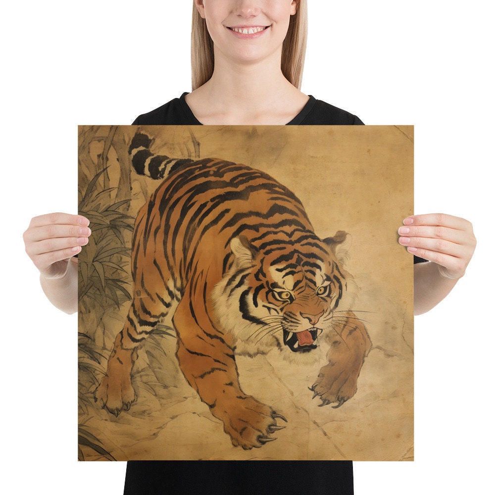 Vintage Japanese Tiger Print | Japanese Art | Japanese Decor | Wall ...