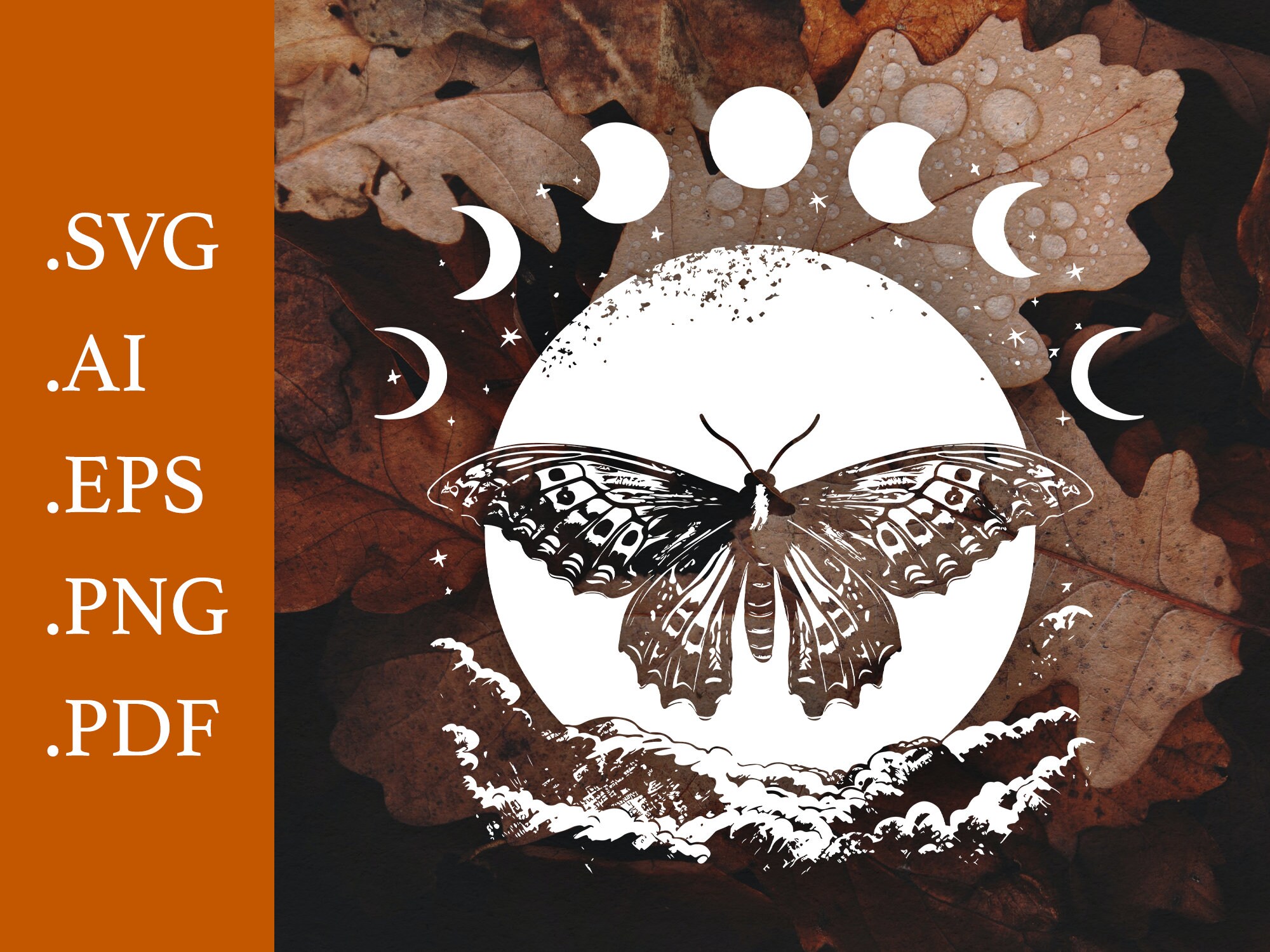 Halloween Moth & Moon Phase Svg, Png, Eps, AI Instant Digital Download ...