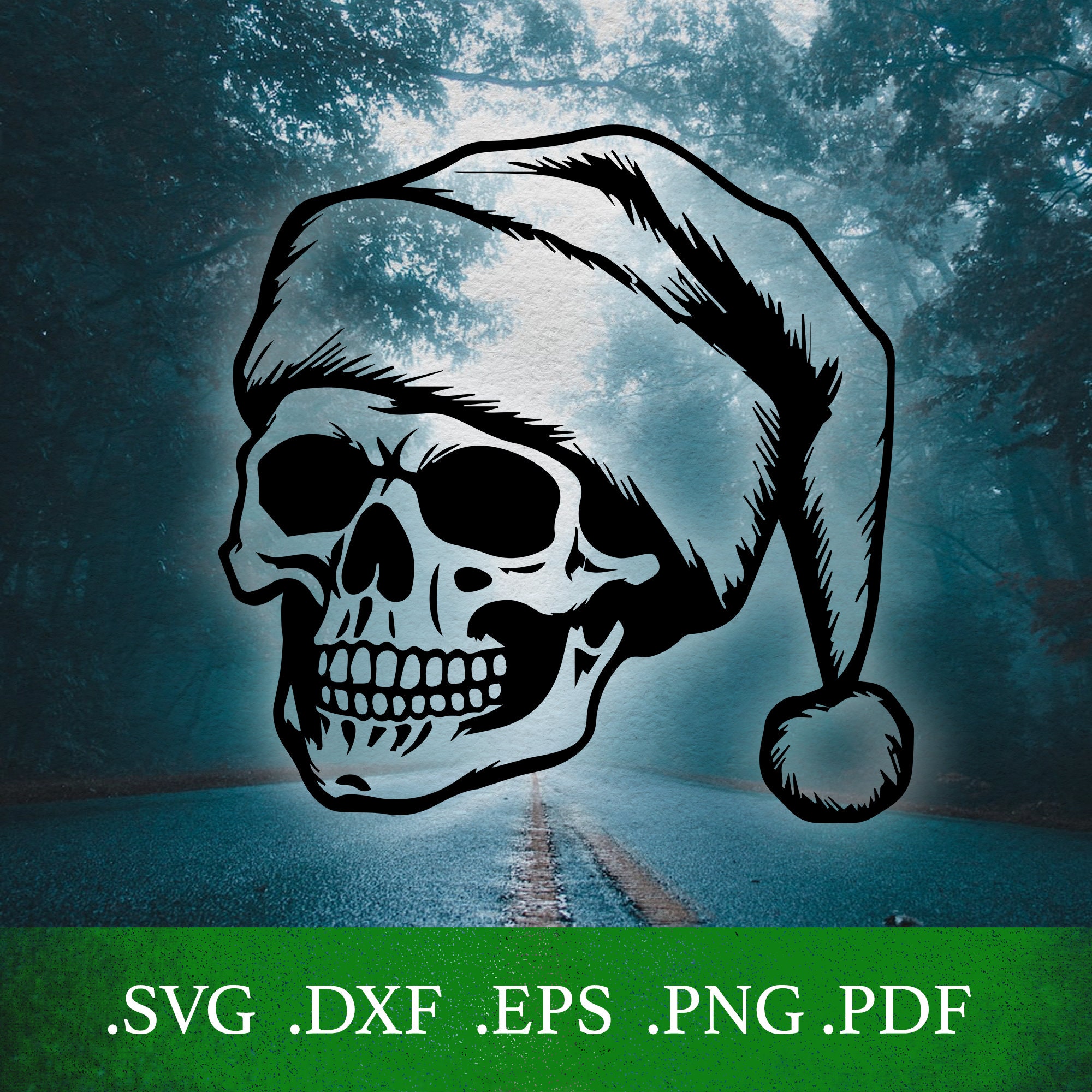 Skull Santa Hat Svg File, Skull With Hat Svg, Christmas Svg File, Skull ...