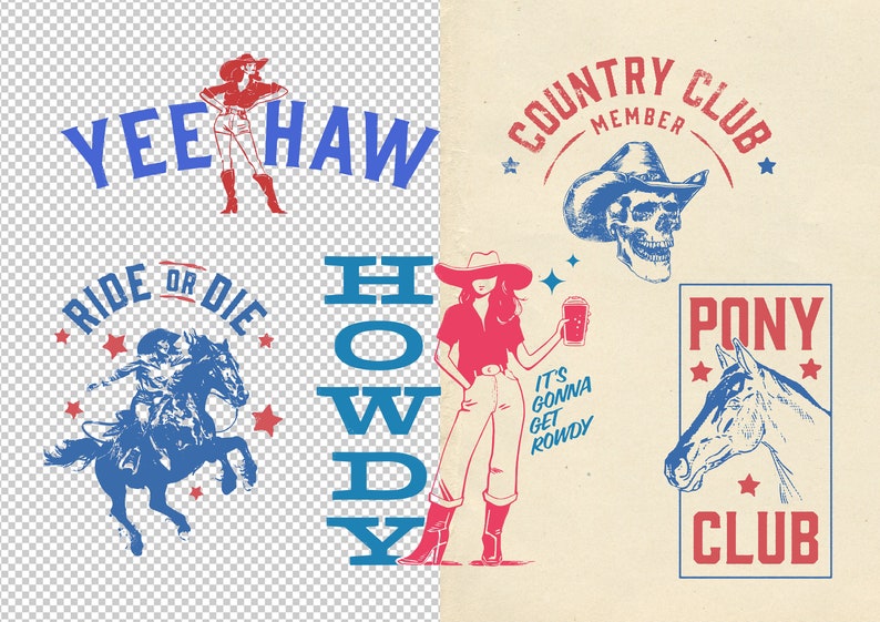 Ultimate Western Png Bundle, 5 Original Vintage Western Designs ...