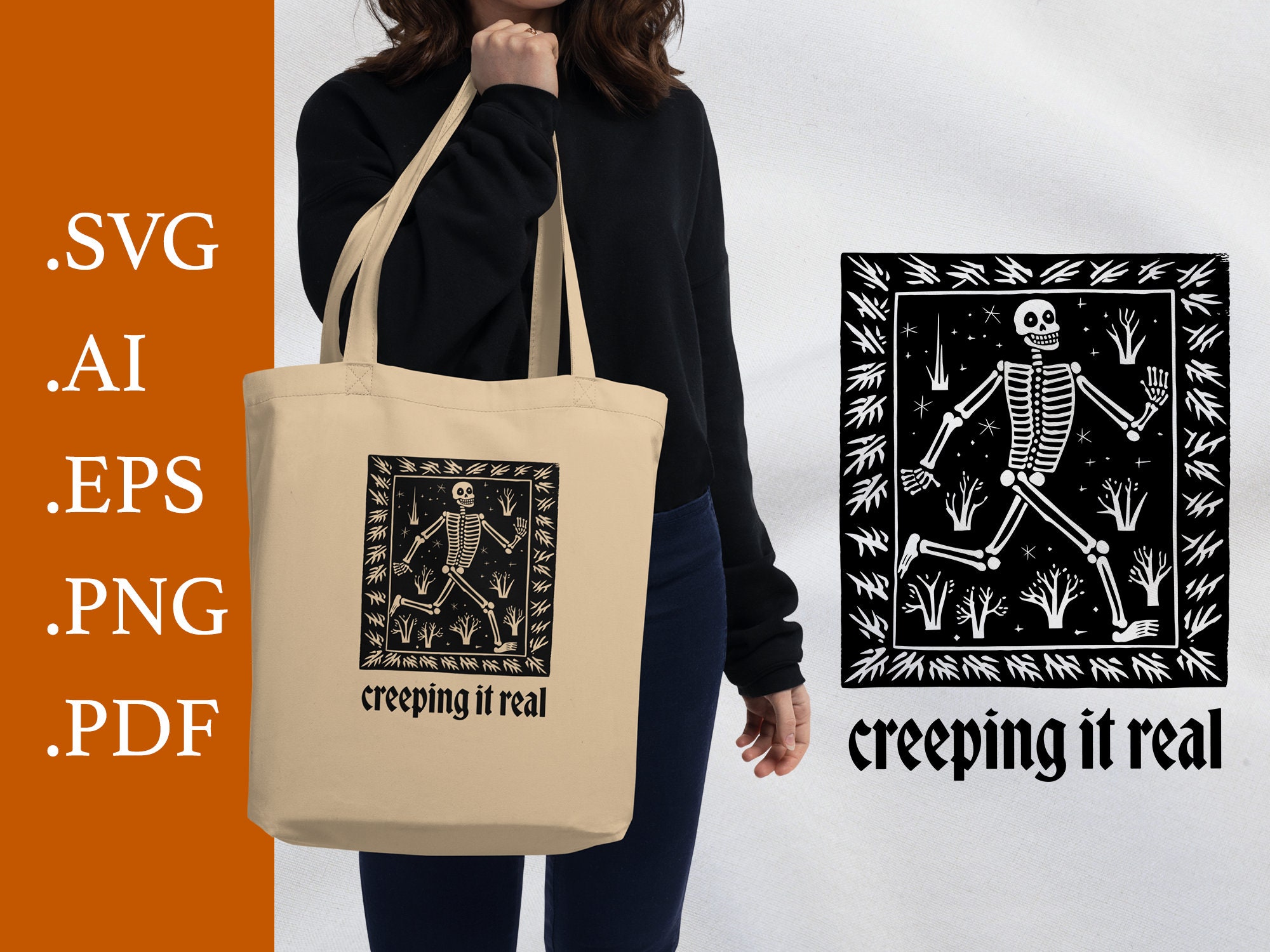 Funny Skeleton Creeping It Real Svg, Png, Eps, Instant Download ...