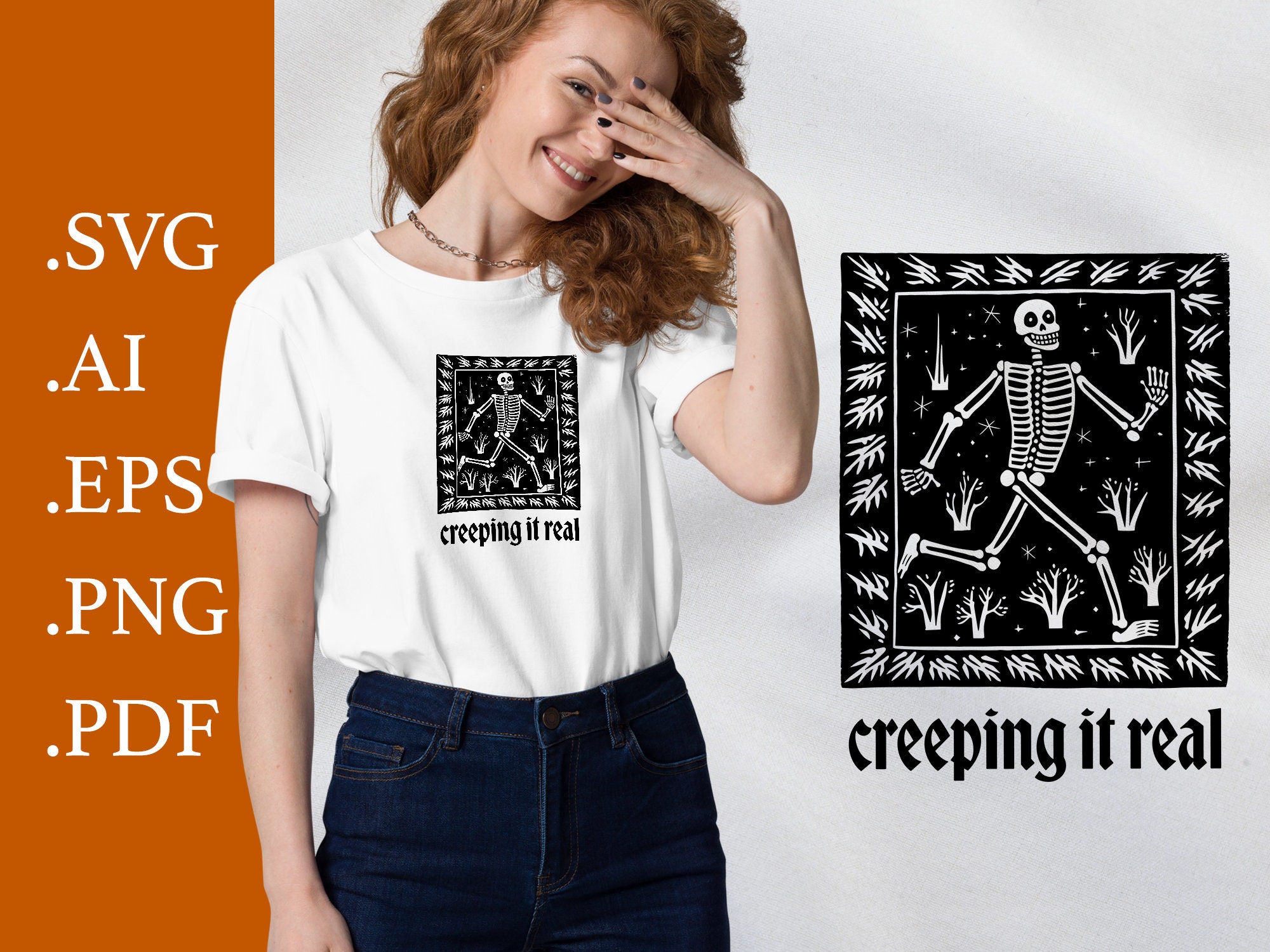 Funny Skeleton Creeping It Real Svg, Png, Eps, Instant Download ...