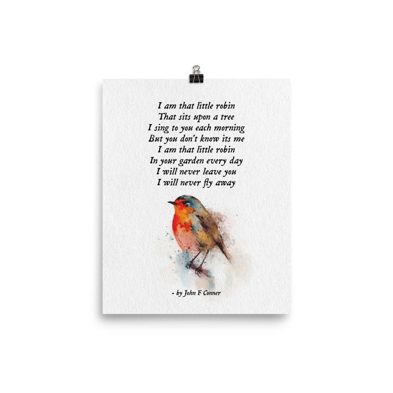 Robin Memorial Poem I Sympathy Gift I Bereavement Poem I Bereavement ...