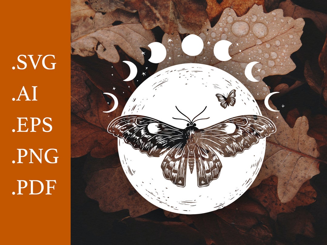 Halloween Moth & Moon Phase Svg, Png, Eps, AI Instant Digital Download ...