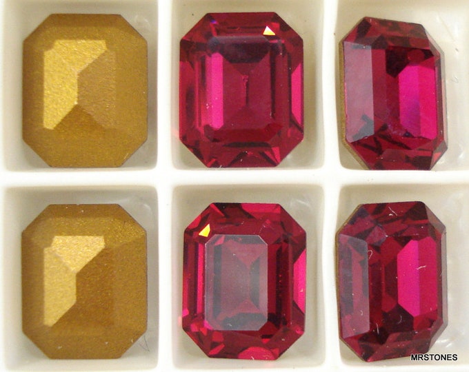 4 Pc Lot 10x8mm (4610) Ruby Step Cut Cushion Octagons Gold Foiled ...