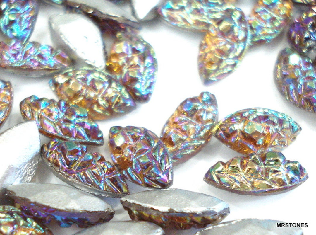 12 Pc Vintage Smoked Topaz AB Glass Marquise Navette Stones - Etsy