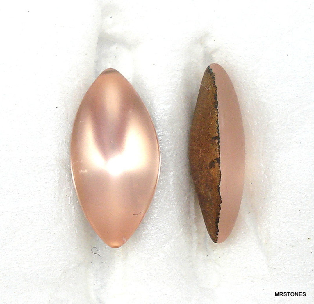6 Pc Lot 15x7mm Peach Rose Pink Matte Finish Marquise Navette Buff Top ...