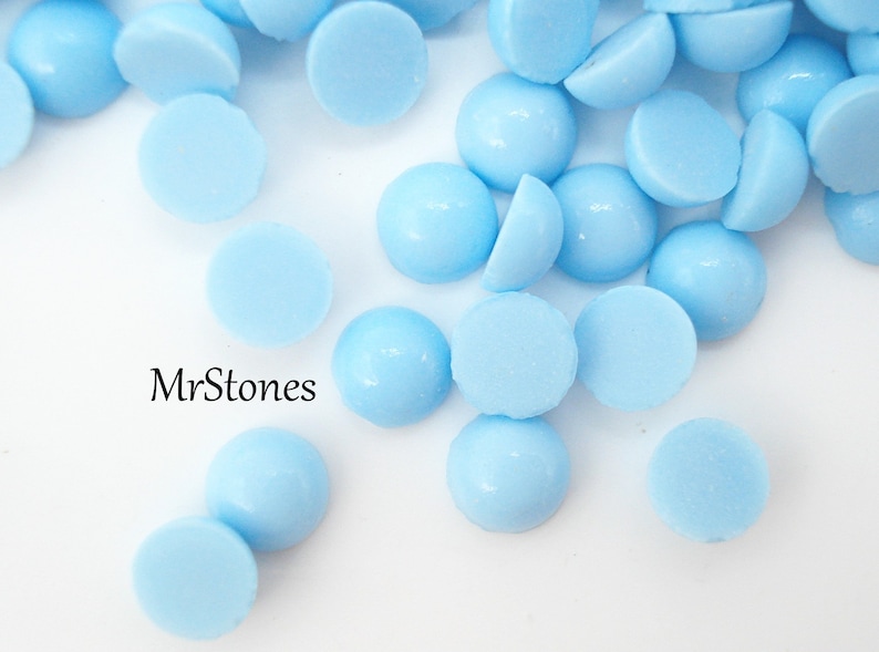 100 Pc Lot 3mm Light Turquoise Blue Round Glass Cabochons Vintage West ...