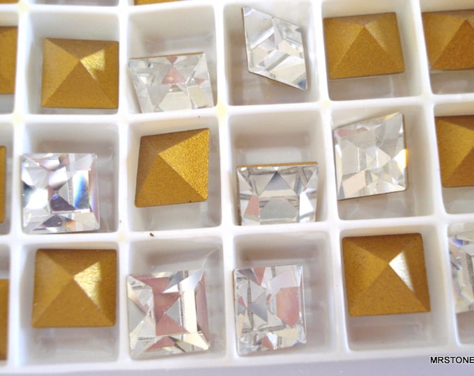 8 Pc Lot 8mm Crystal Clear Square Rhinestones Vintage Swarovski 4400 ...