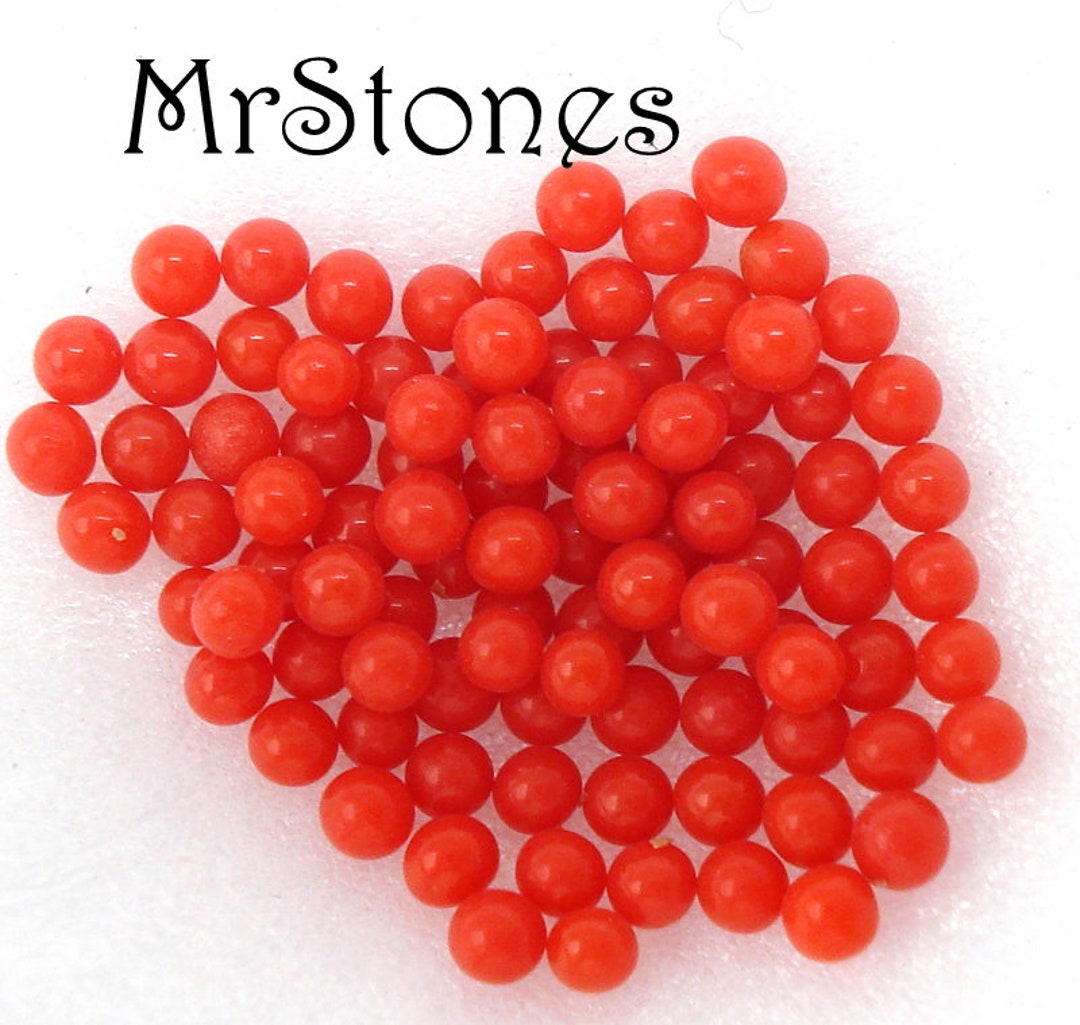 144 Pc (1 Gross) 1.5mm SMALL Red Coral UNDRILLED Glass Balls Ballotini ...