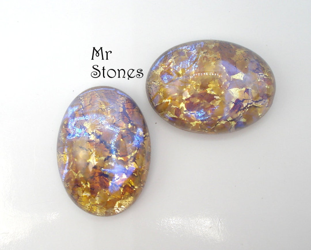 2 Pc Lot 18x13mm Topaz Opal Glass Oval Cabochons Preciosa Czech - Etsy