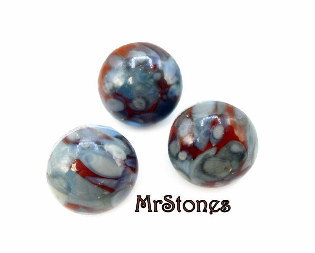 Vintage Gray Burgundy Matrix Glass Stones - Domed Top, 11mm (6 Pc Lot ...
