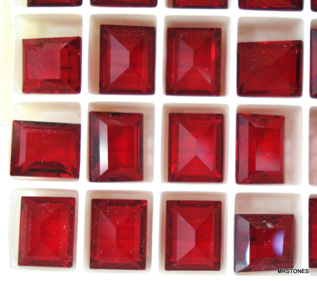 4 Pc Lot 10x8mm 4510 Siam Unfoiled Step Cut Cushion / Baguette Pointed ...