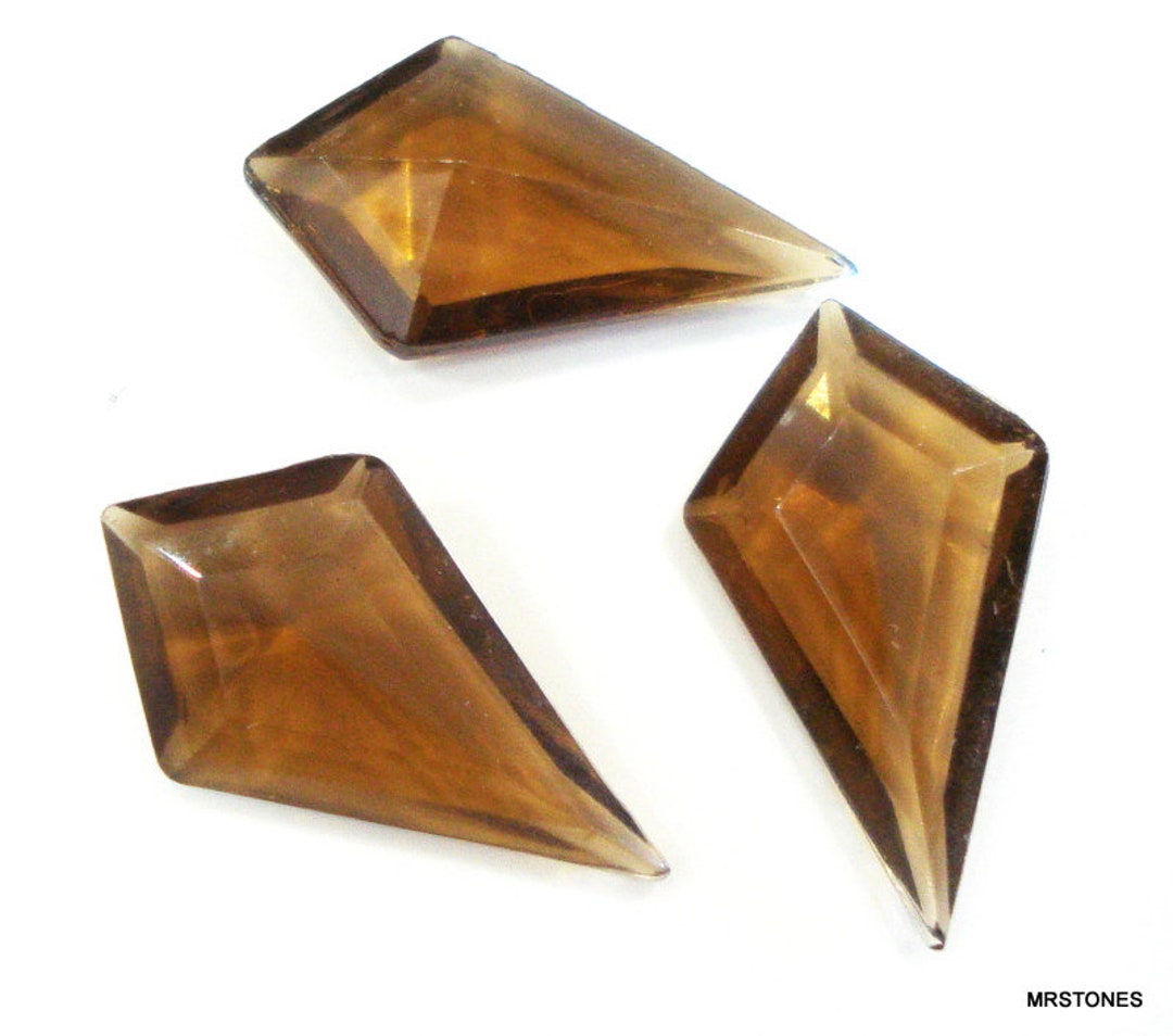 4 Pc Lot 19x11mm Smoked Topaz Kite Shape Vintage Unfoiled Rhinestones ...