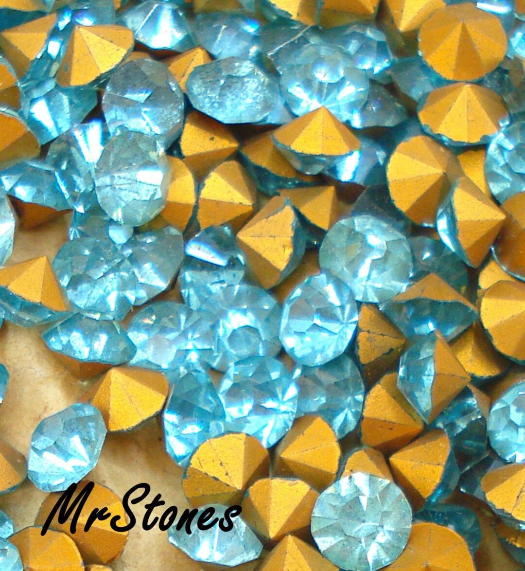 24 Pc Lot 4.6 - 4.7mm 20ss Czech Bohemian Aqua Round Chatons Gold ...