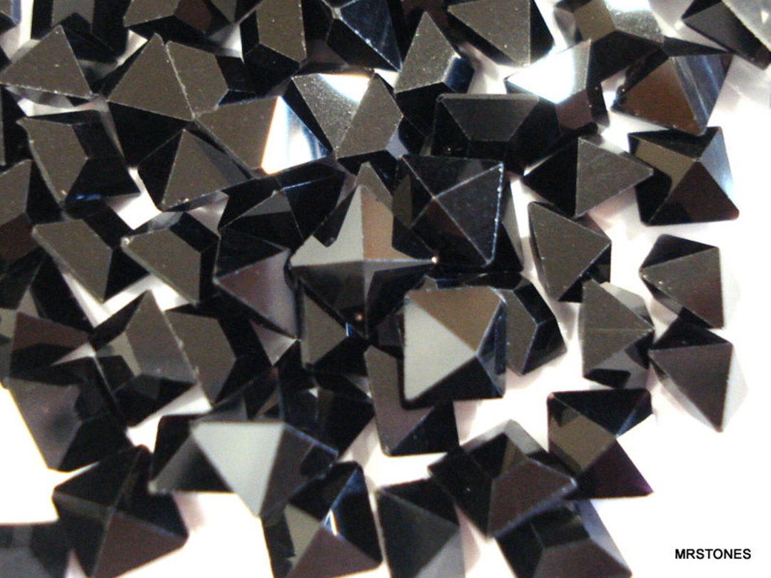 18 Pc Lot 4.75mm Jet Black Square Vintage Rhinestones No Foil Pointed ...