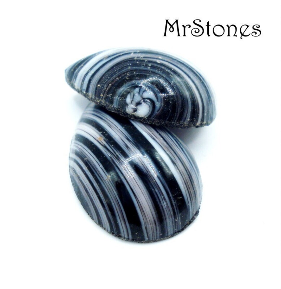 4 Pc 18x13mm Black White Stripe Pendeloque Pears Cabochons Vintage ...